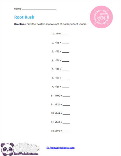 Root Facts Worksheet - FreeWorksheets.com