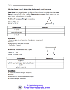 Table Proofs Worksheet - FreeWorksheets.Com