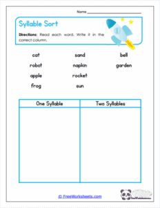 Two-Syllable Words Worksheets For Grade 1 - FreeWorksheets.Com