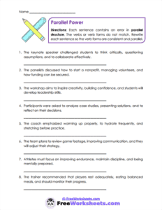 Parallel Verbs Worksheet - FreeWorksheets.Com