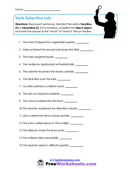 Verb Transitivity Worksheet - FreeWorksheets.Com