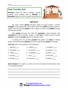Verb Sorting Worksheet - FreeWorksheets.Com