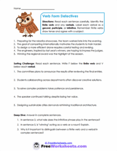 Verb Detectives Worksheet - FreeWorksheets.Com